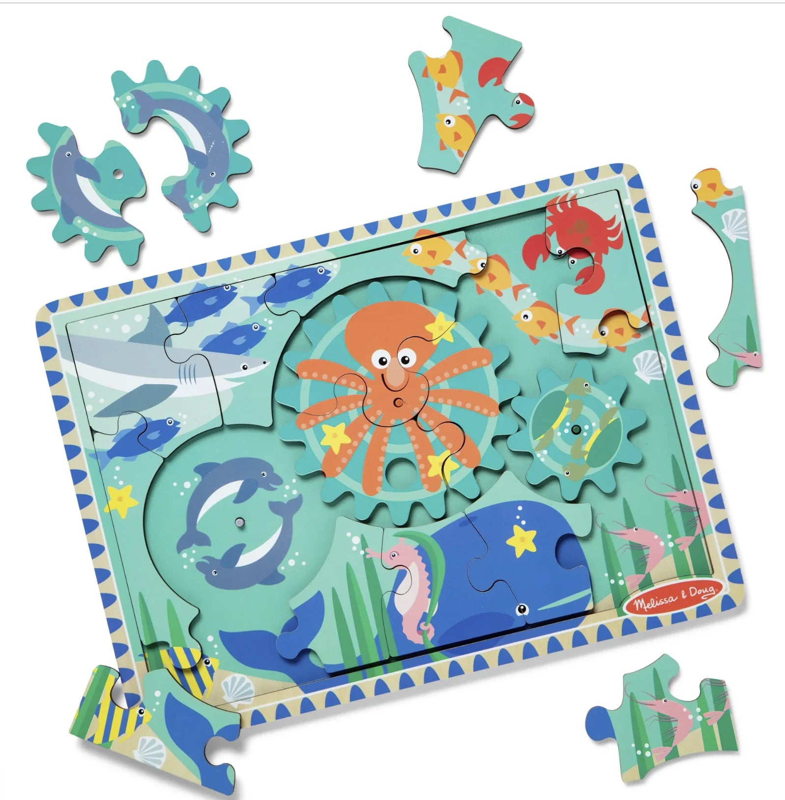 פאזל ים מעץ עם גלגל שיניים מבית מליסה ודאג - MELISSA AND DOUG. – Ram Toys